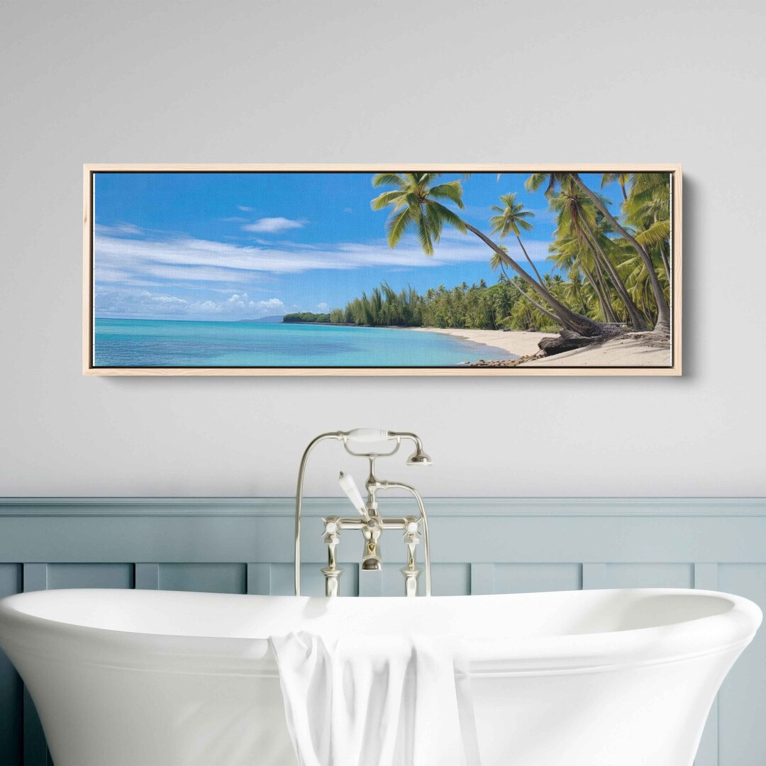 Tropical Paradise, Palm Trees, Blue Water Beach, Panoramic Wall Art ...