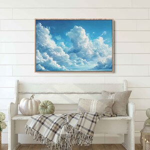 Fluffy White Clouds, Blue Sky, Canvas Wall Art Print, Ready to Hang - Etsy