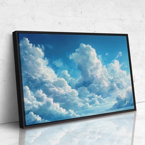 Fluffy White Clouds, Blue Sky, Canvas Wall Art Print, Ready to Hang - Etsy