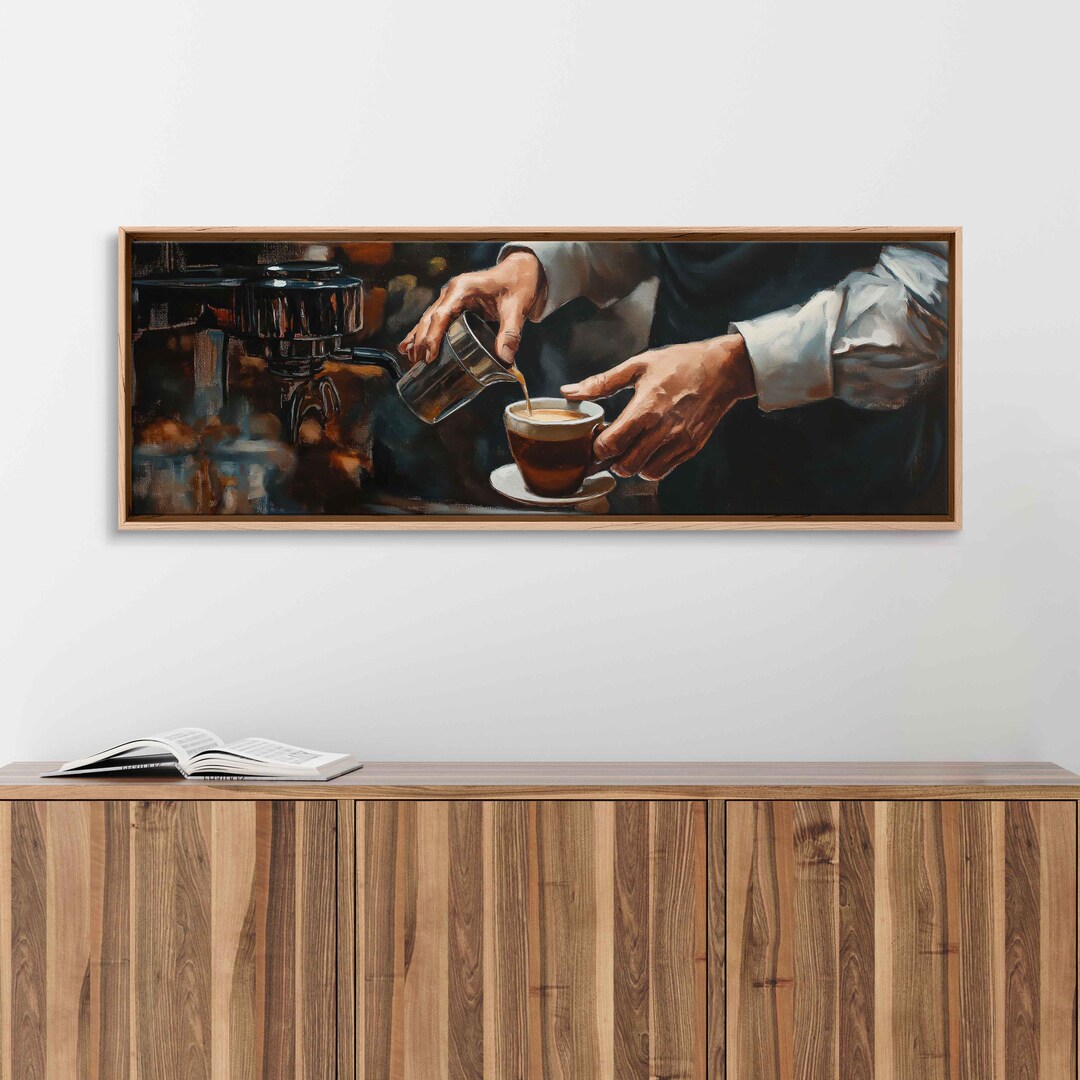 Barista Pouring Cup of Coffee Wall Art Canvas Print, Fall Decor, Coffee ...