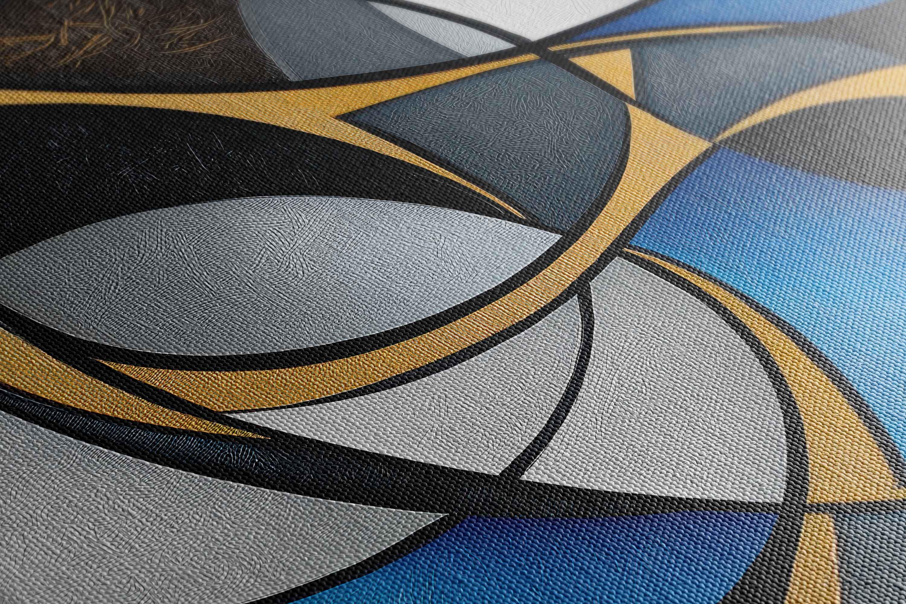 Abstract Acrylic Painting in Blue and Black, Wall Art Canvas Print ...