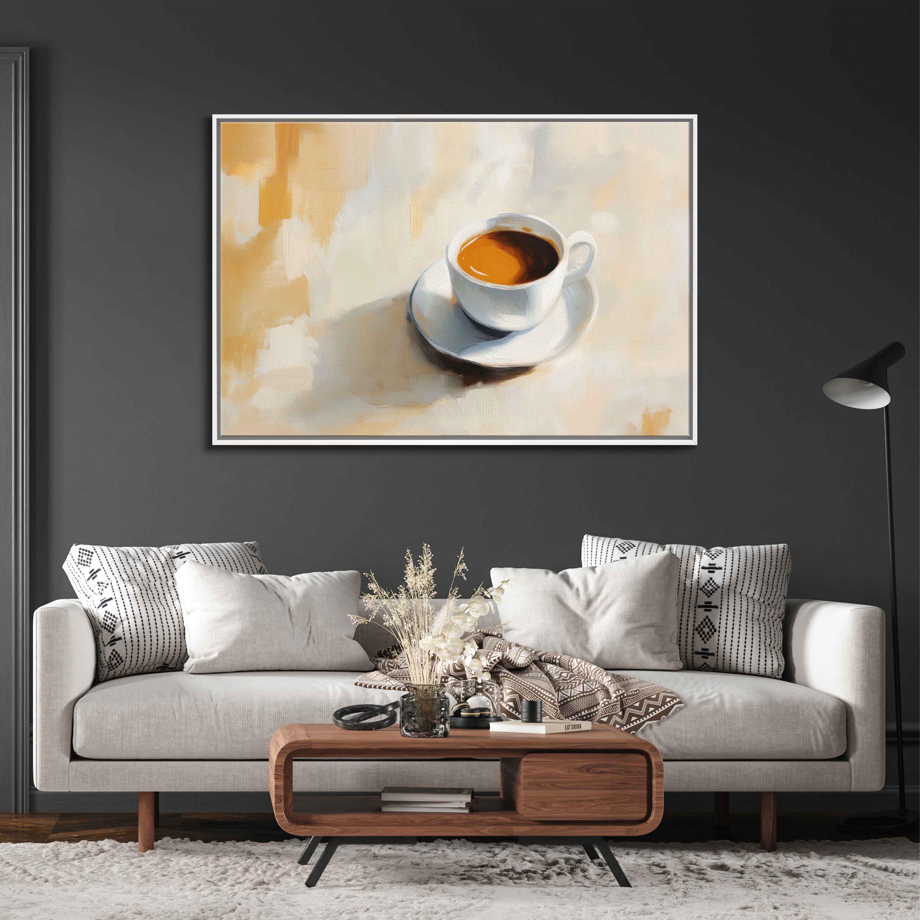 Hot Cup of Coffee Wall Art Canvas Print, Warm Colors, Gift for Her ...