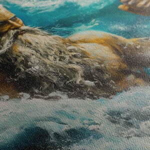 Poseidon Holding Trident Standing in Crashing Oceans Waves Wall Art ...