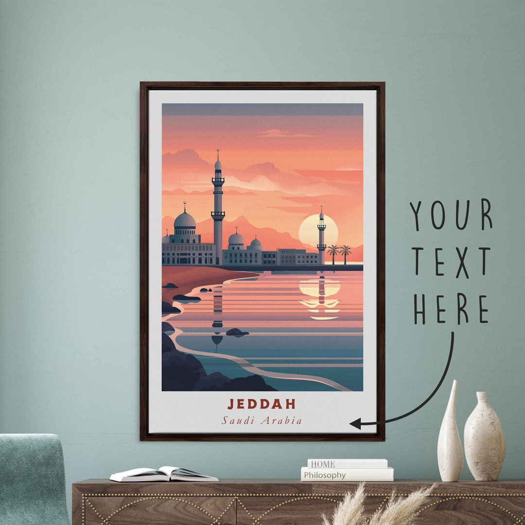 Jeddah Saudi Arabia Acrylic Painting Travel Art, Framed Canvas Wall Art ...