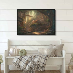 Magical Tree Library in Enchanted Forest. Secret Reading Nook, Unique ...