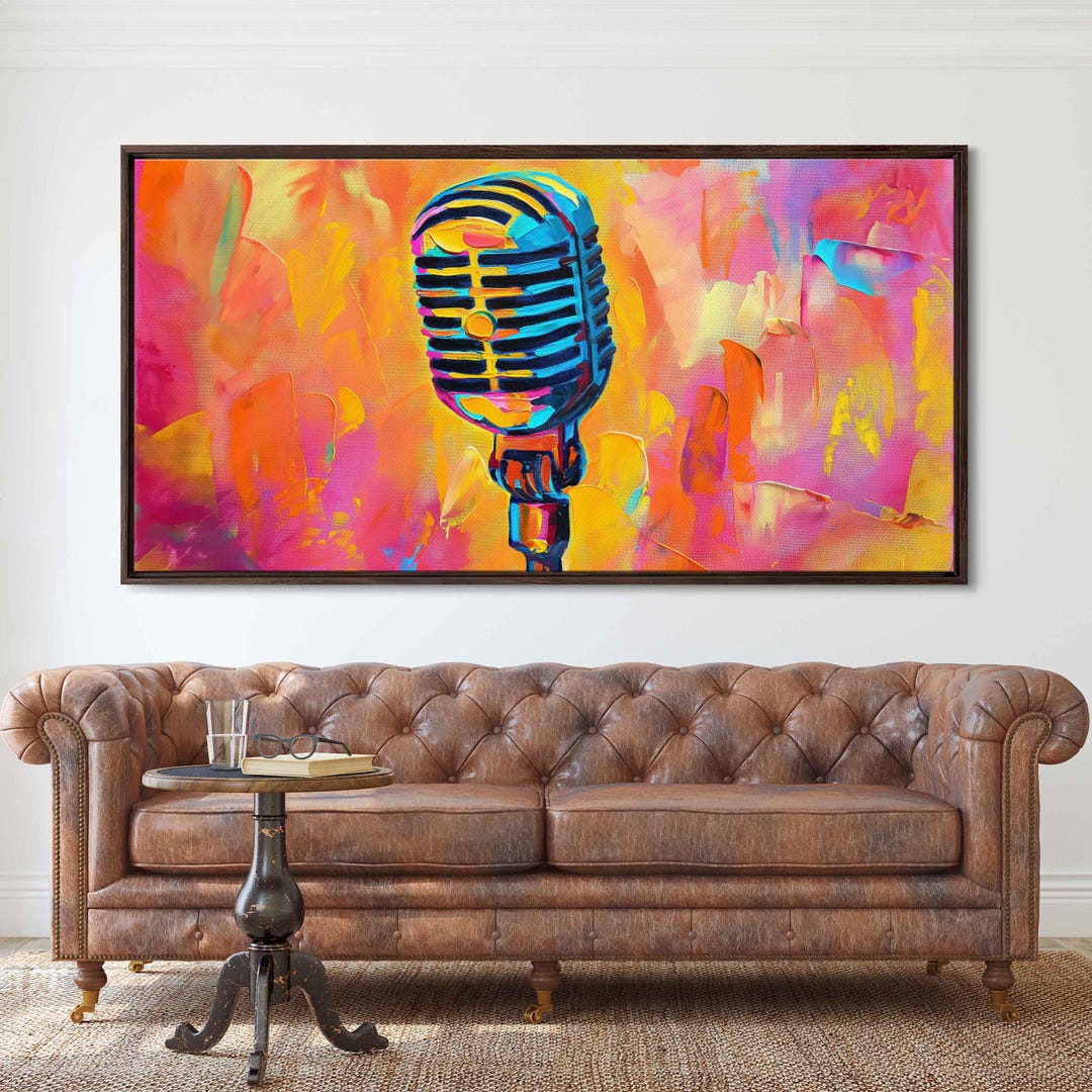 Pop Art Vintage Microphone Acrylic Wall Art Canvas Print, Trendy ...