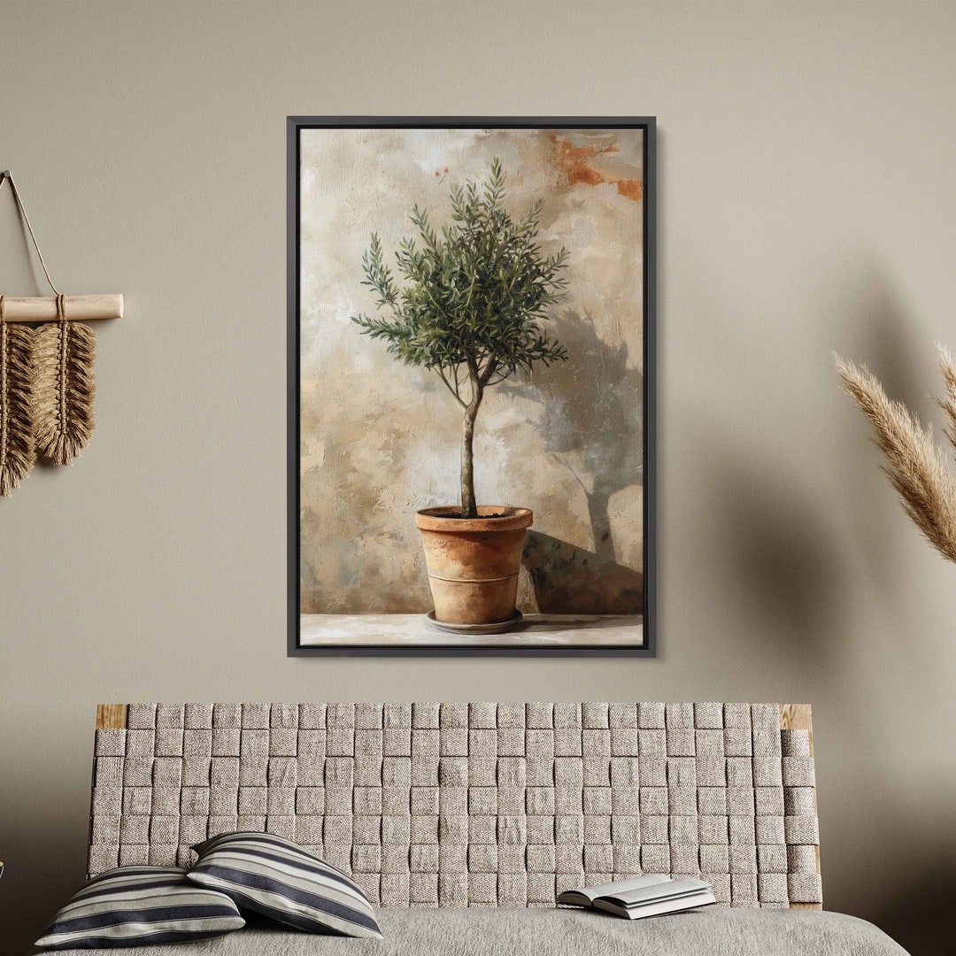 Olive Tree in Clay Pot, Canvas Wall Art Print, Ready to Hang - Etsy