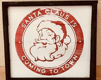 Handmade Santa Sign, Handmade Christmas Sign, Wooden Santa Sign, Wooden ...