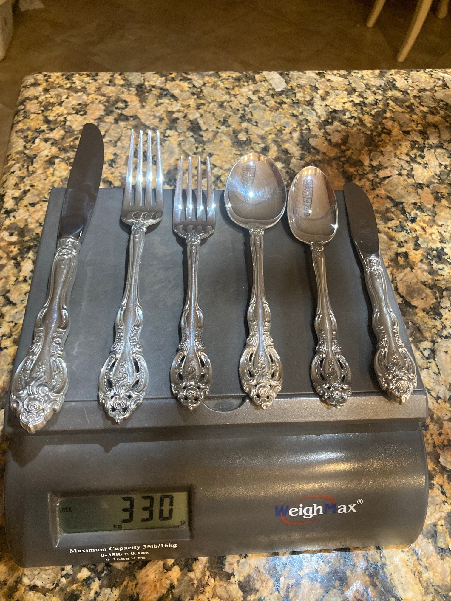 6 Pc Heavy 330 Grams GORHAM LA SCALA Sterling Silver Setting With Round ...