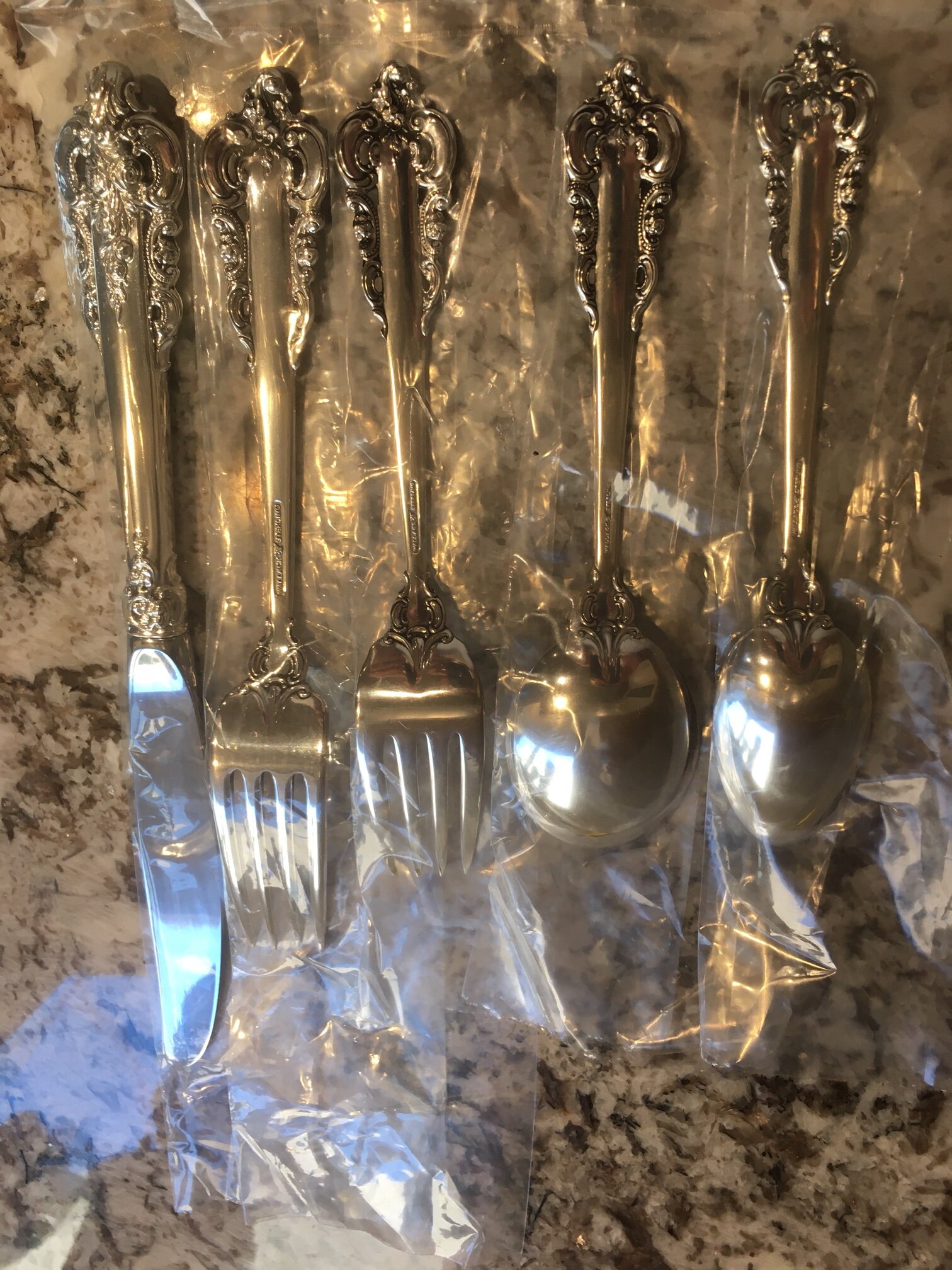 5 Pc Heavy MINT and Matching GRANDE BAROQUE Wallace Sterling Silver ...