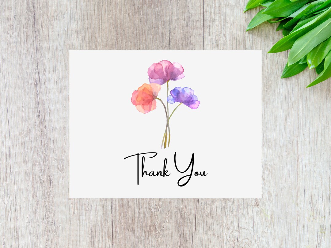 Wildflower Thank You Note Card Digital Download, Template, First ...