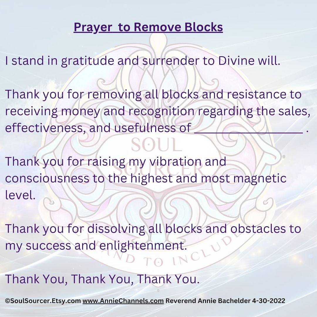 Soulsourcer Prayer to Remove Blocks - Etsy