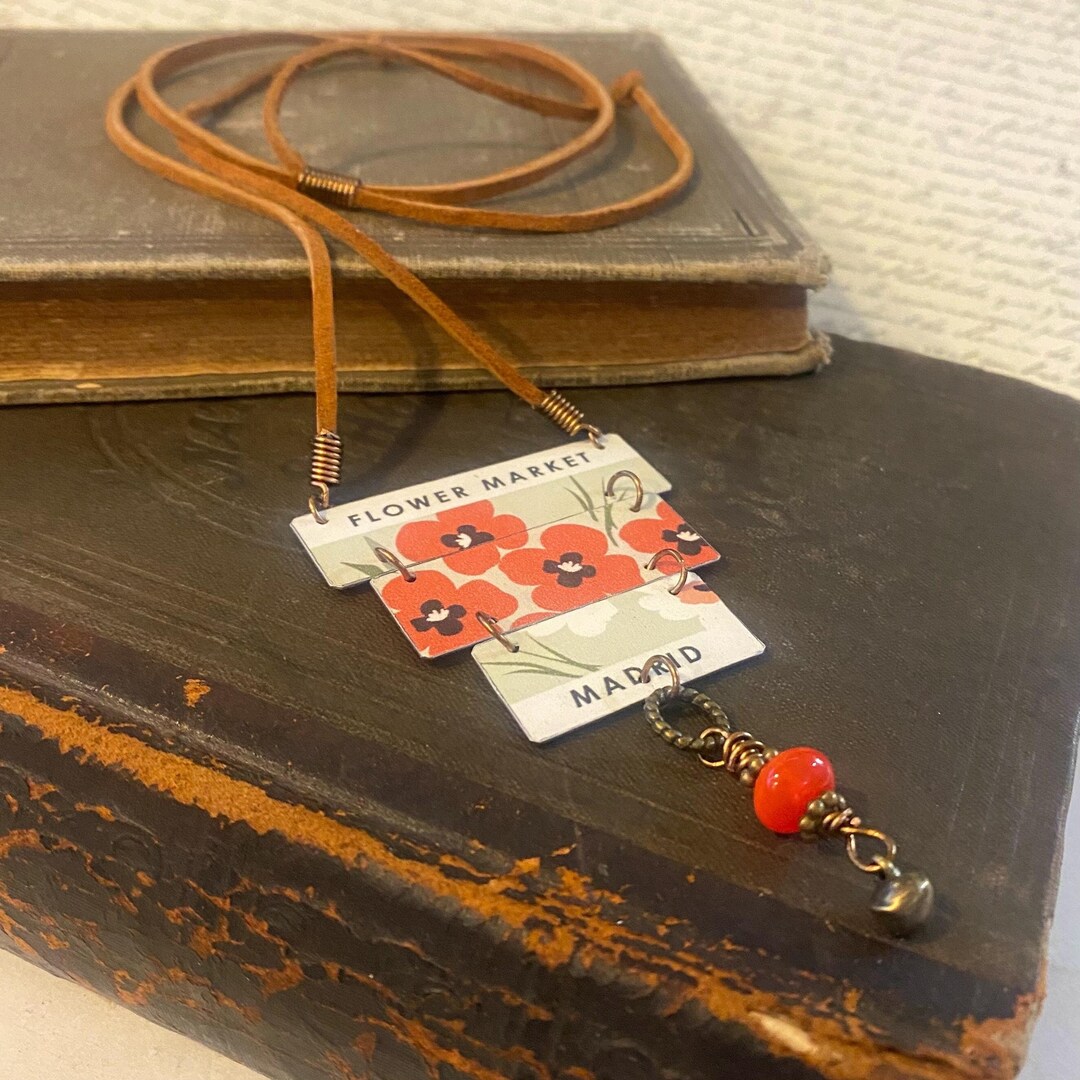 Madrid Flower Market, Adjustable Pendant Necklace With Bright Poppies ...