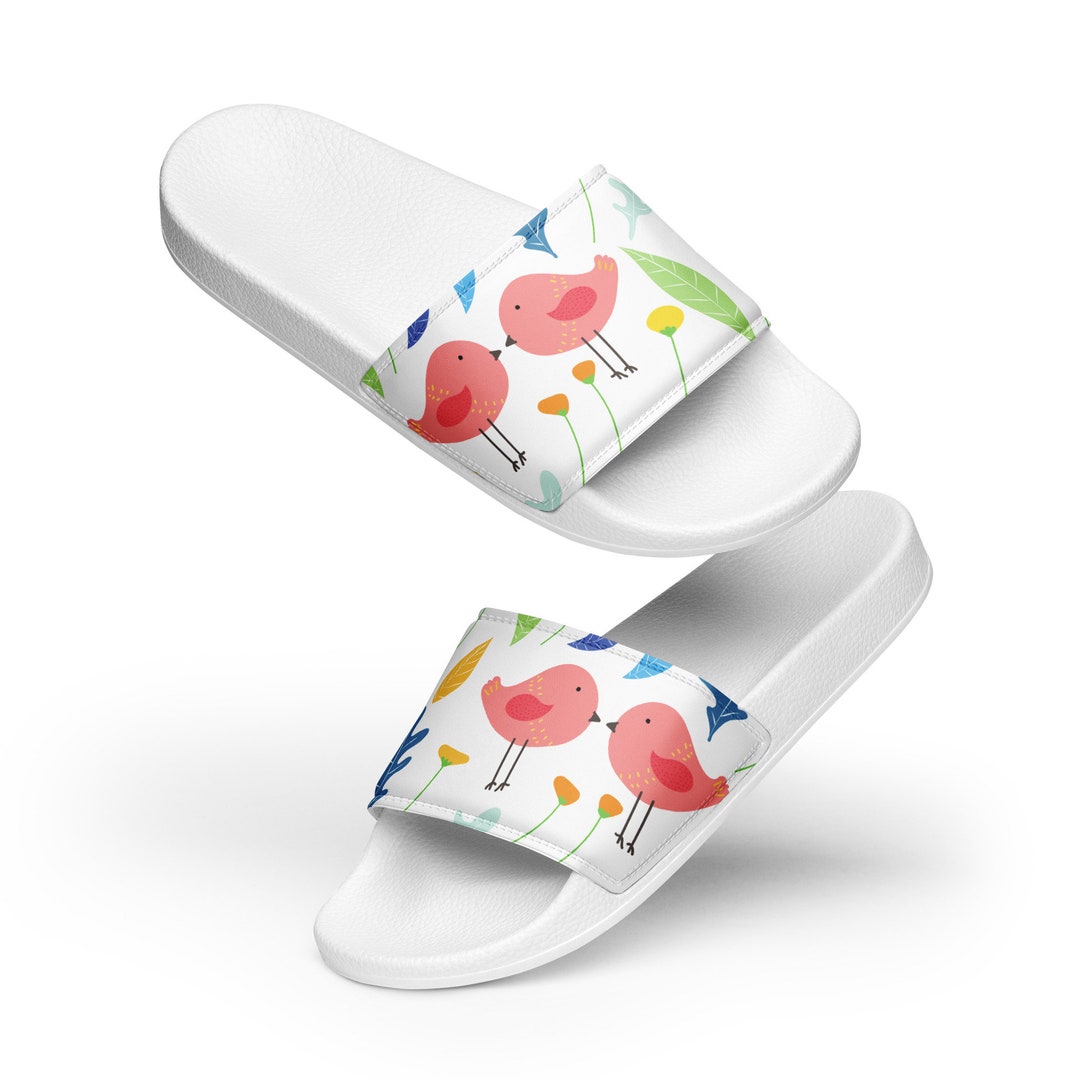 Red Birds With Flowers Women's Slides - Etsy