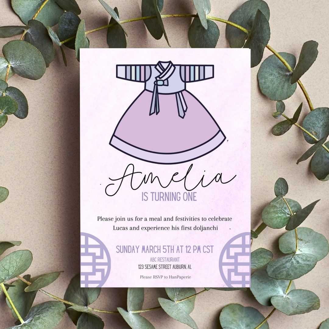 First Birthday Invitation Girl, Korean First Birthday, Dol, Doljanchi ...