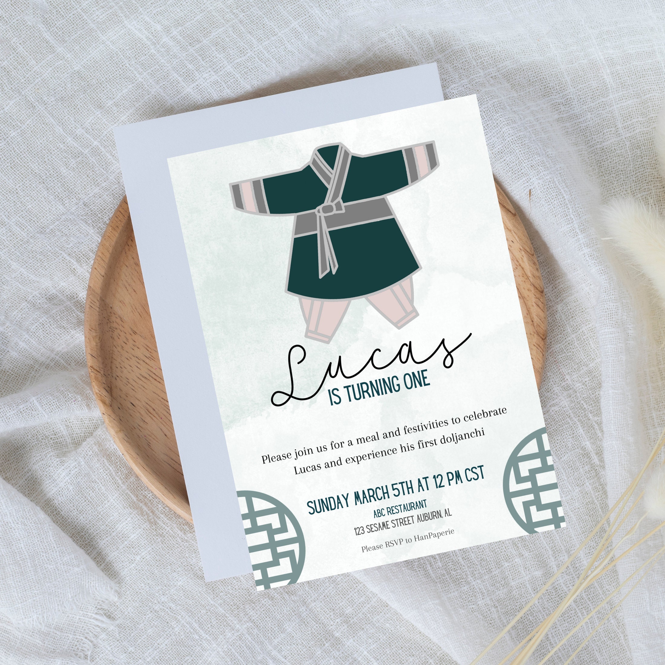 First Birthday Invitation Boy, Korean First Birthday, Dol, Doljanchi ...