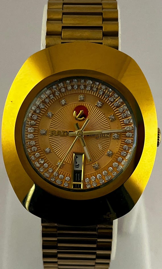 Vintage RADO DIASTAR Automatic Gold Dial Day Date Men… - Gem