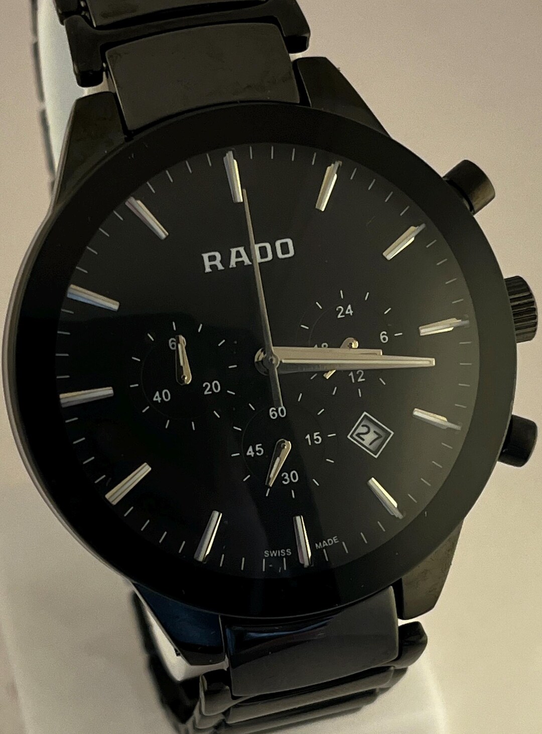 Vintage Rado Chronograph Black Dial Date Analog Men's Wrist Watch Free ...