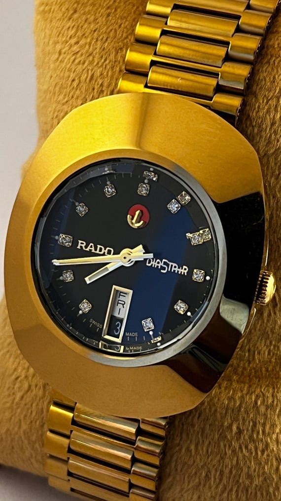 Vintage RADO DIASTAR Automatic Black Dial Day Date Me… - Gem