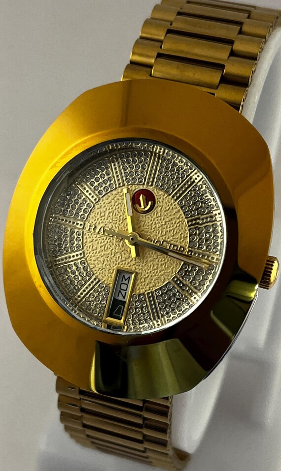 Vintage RADO DIASTAR Automatic Gold Dial Day Date Men… - Gem