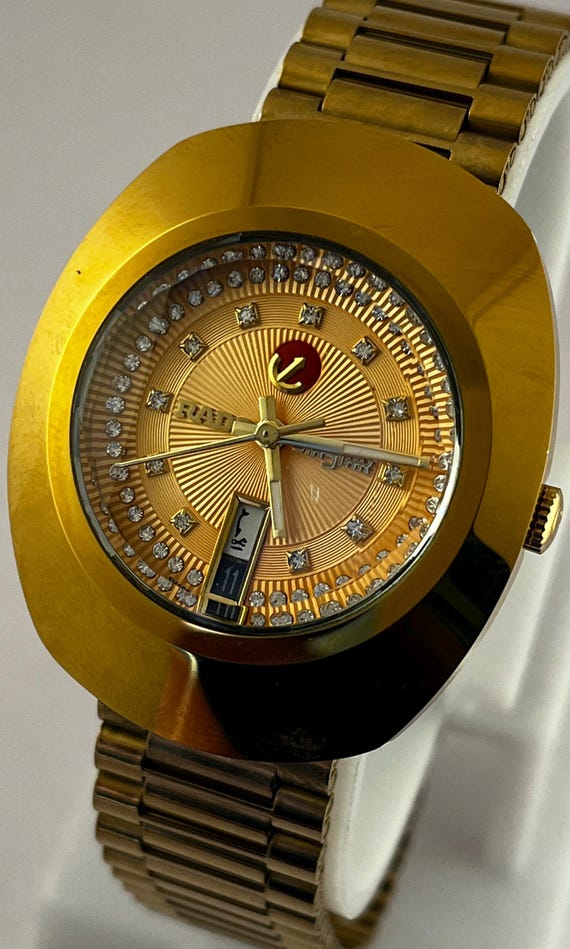 Vintage RADO DIASTAR Automatic Gold Dial Day Date Men… - Gem