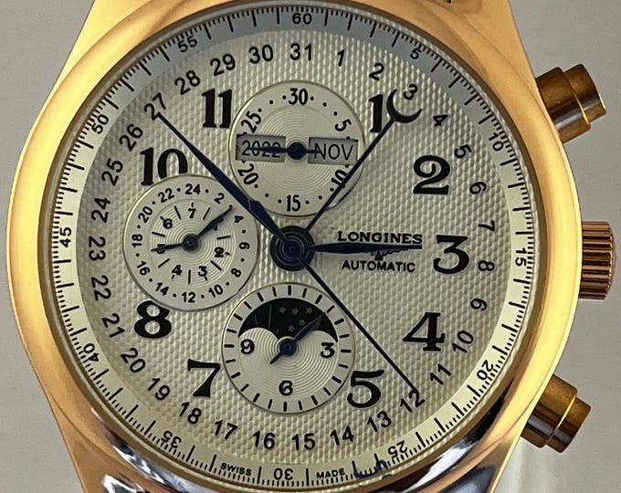 Vintage Longines Chronograph Automatic White Dial Men's Wrist Watch ...