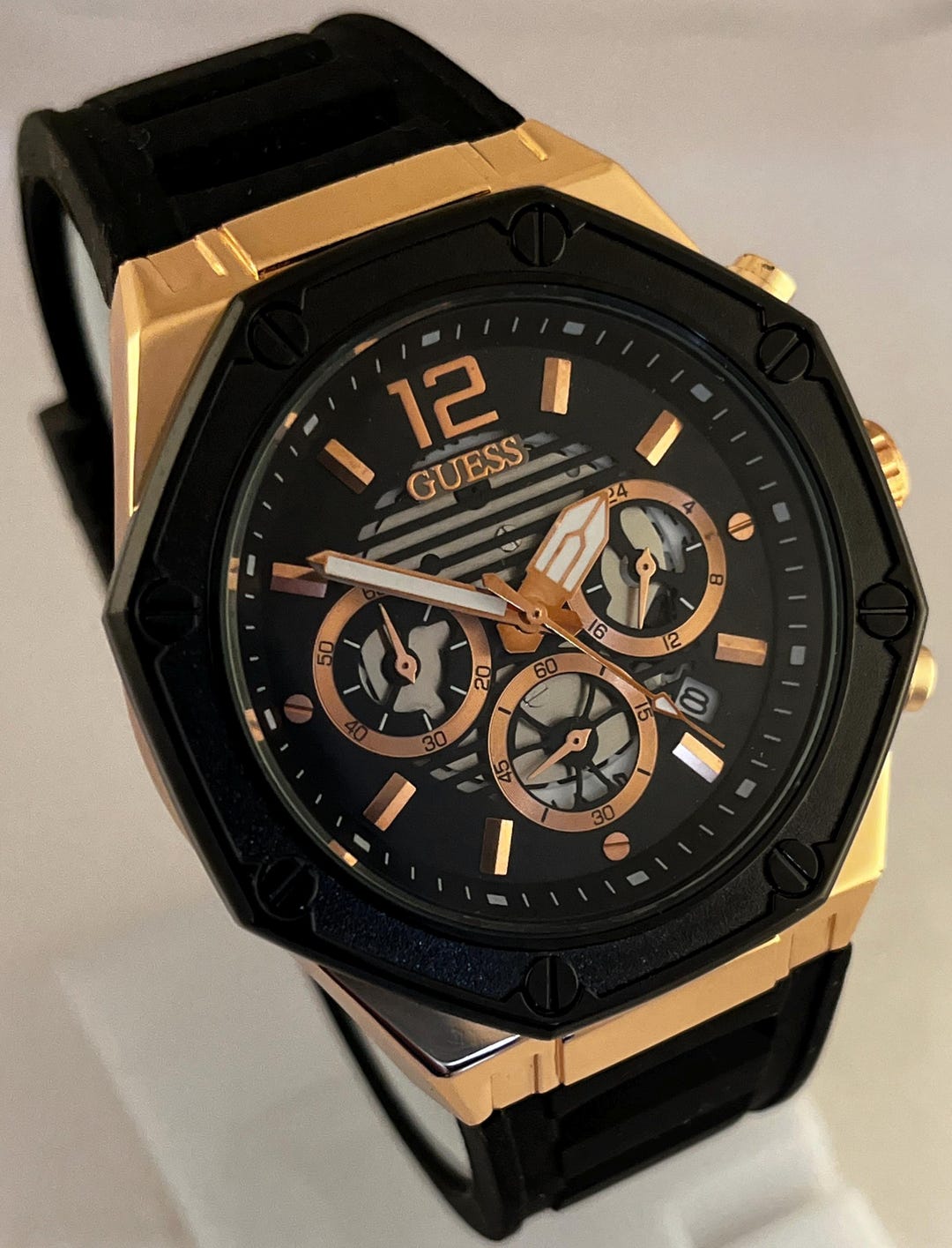 Rare Guess Chronograph Black Dial Date Men's Wrist Watch Free Shipping ...