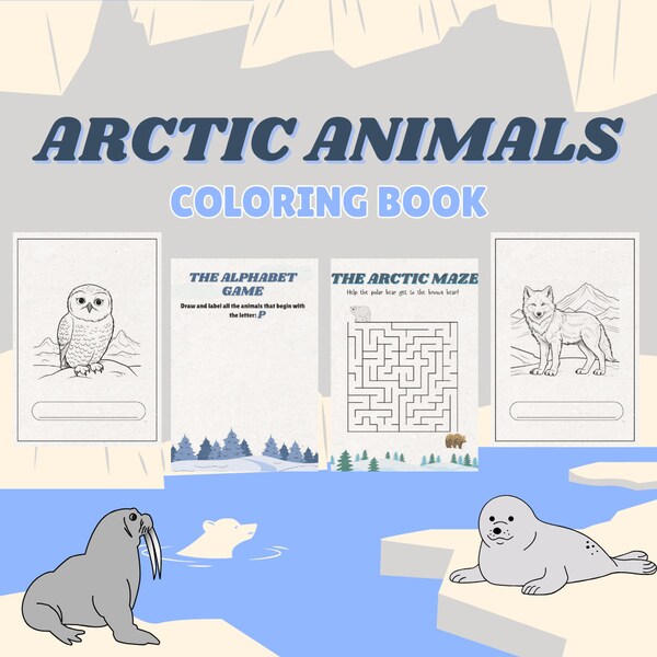 Arctic Animal Coloring Pages - Etsy