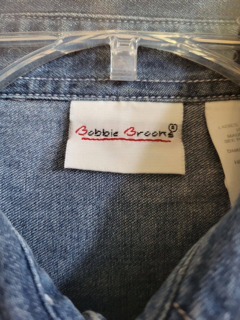 Vintage Bobbie Brooks Denim Shirt Teddy Bear Pumpkin Embroidered Size ...