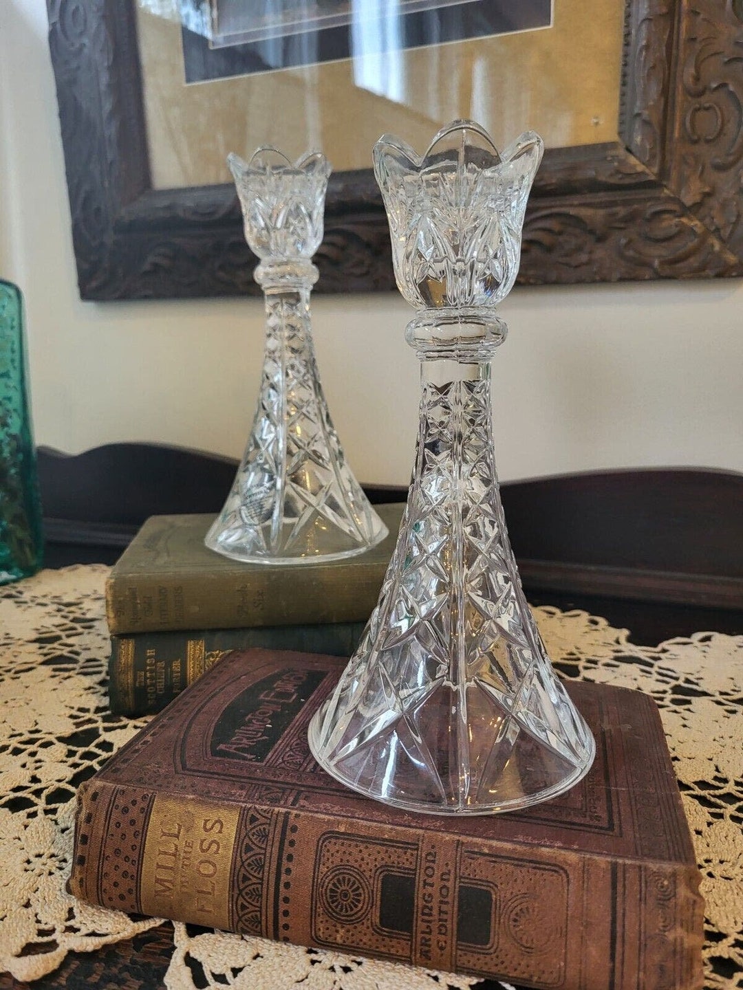Pair of Fine 24% Lead Crystal Candlesticks Imperial Crystal MADE IN USA ...