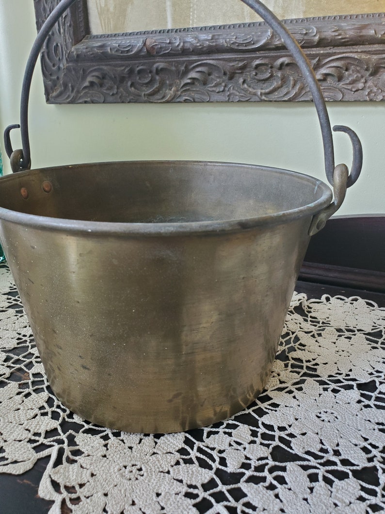 Antique American Brass Kettle Brass Bucket Pail. Brown & Bros. Issued ...