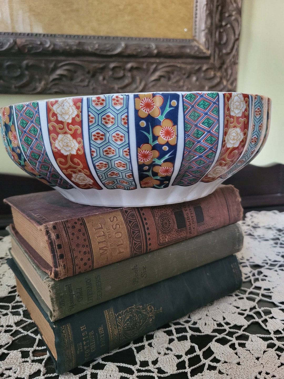 Arati Imari Fan Made in Japan Japanese Fine Porcelain Bowl Scalloped ...