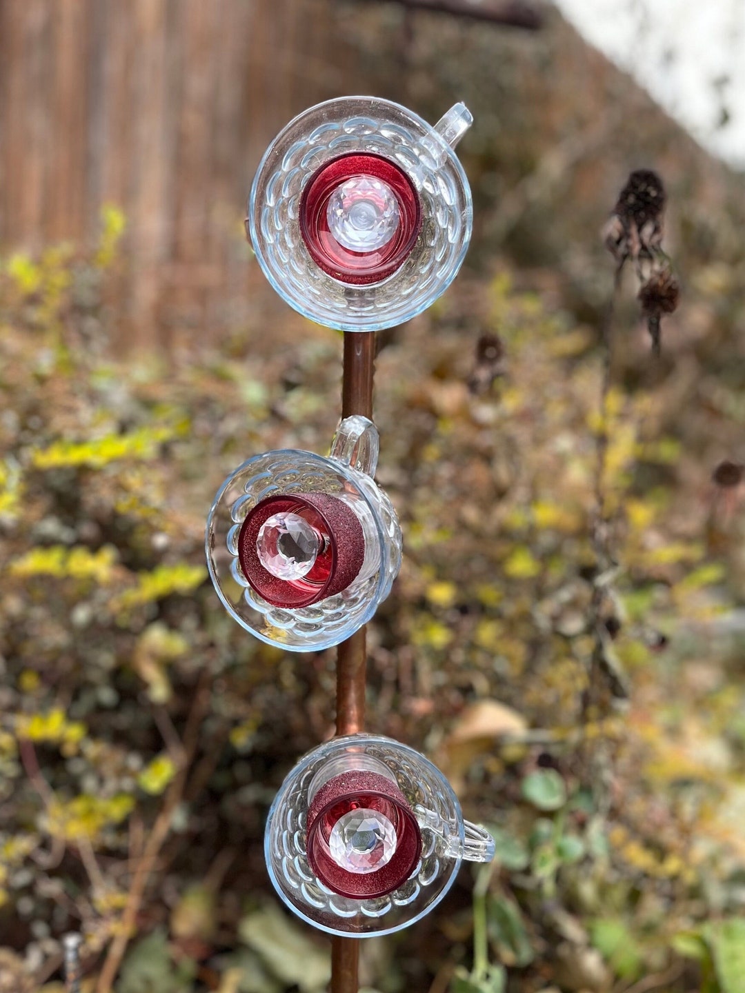 Light Blue Teacup Holly Hock Garden Totem/garden - Etsy