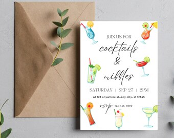 Editable Cocktail Birthday Party Invitation Cocktail Tropical Invite ...