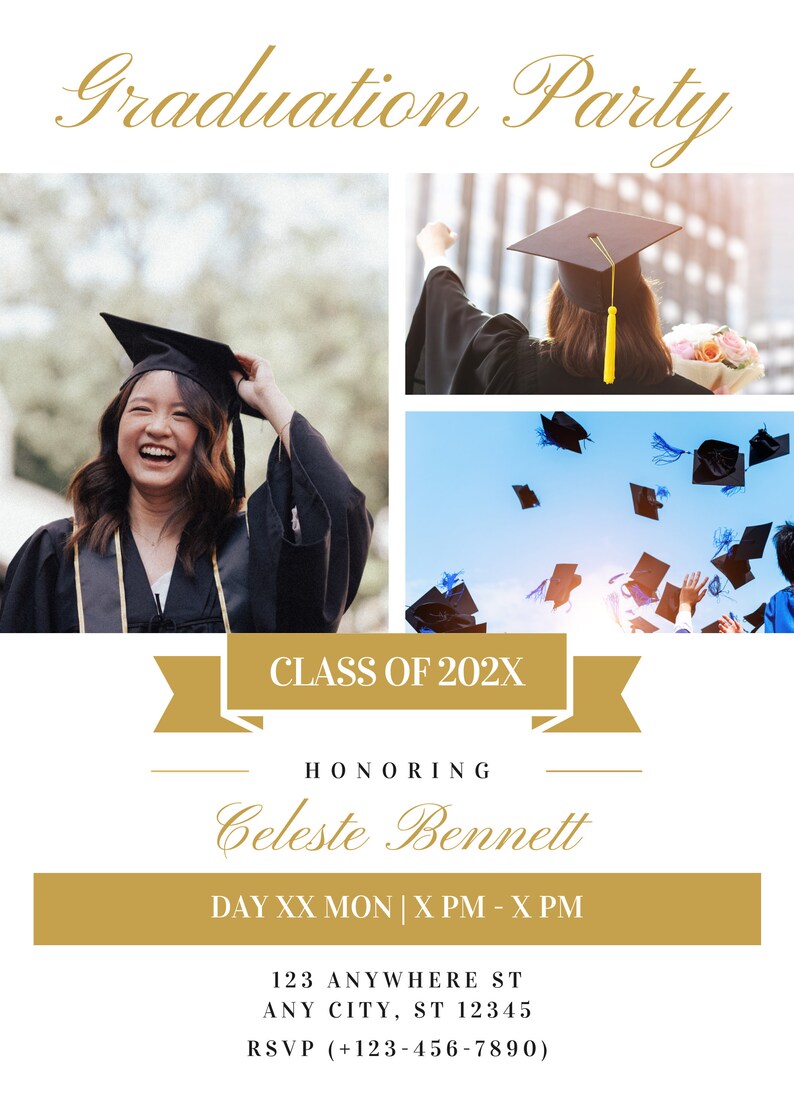 Editable Grad Party Invitation. Personalize High School Graduation ...