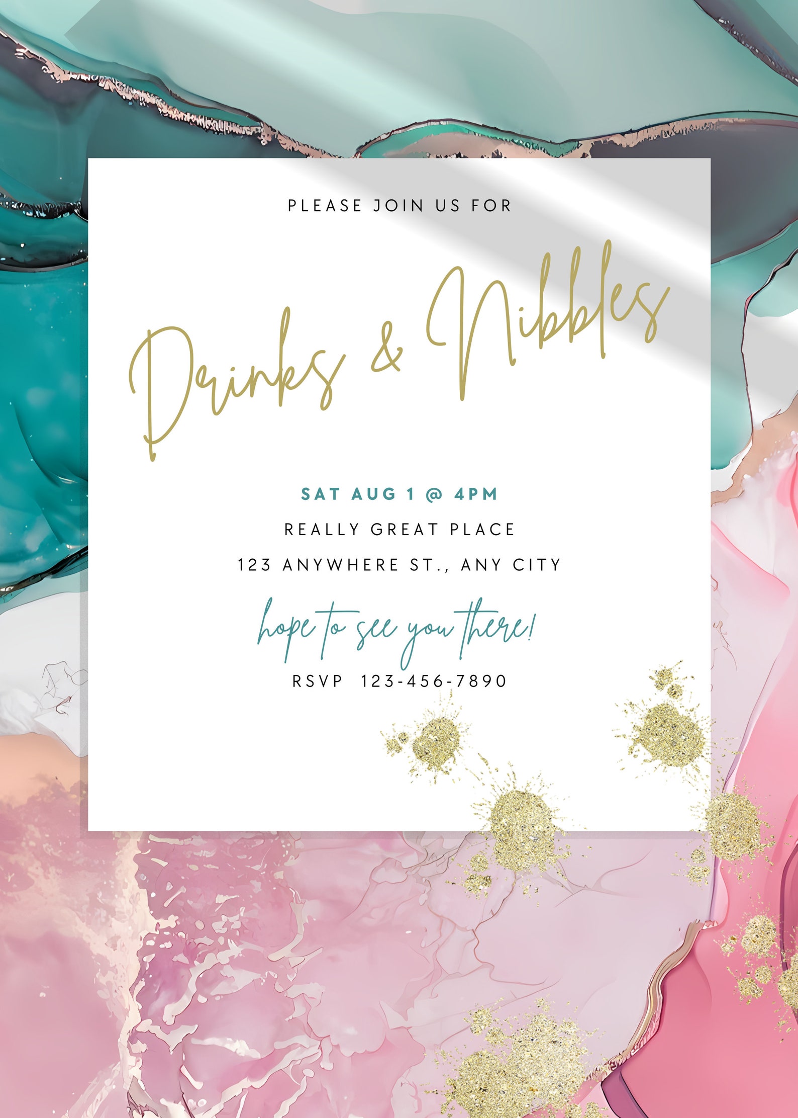 Editable Cocktail Party Invitation, Birthday Tropical Invite Summer ...