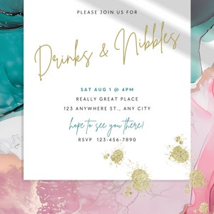 Editable Cocktail Party Invitation, Birthday Tropical Invite Summer ...
