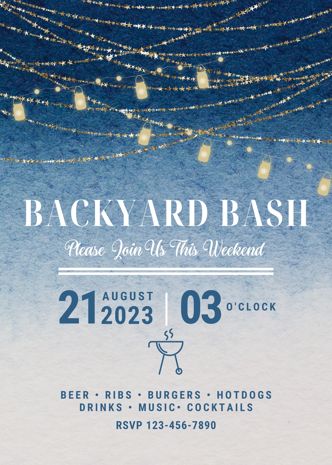 Editable Backyard Party Invitation. Housewarming Party. Backyard BBQ ...