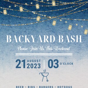 Editable Backyard Party Invitation. Housewarming Party. Backyard BBQ ...