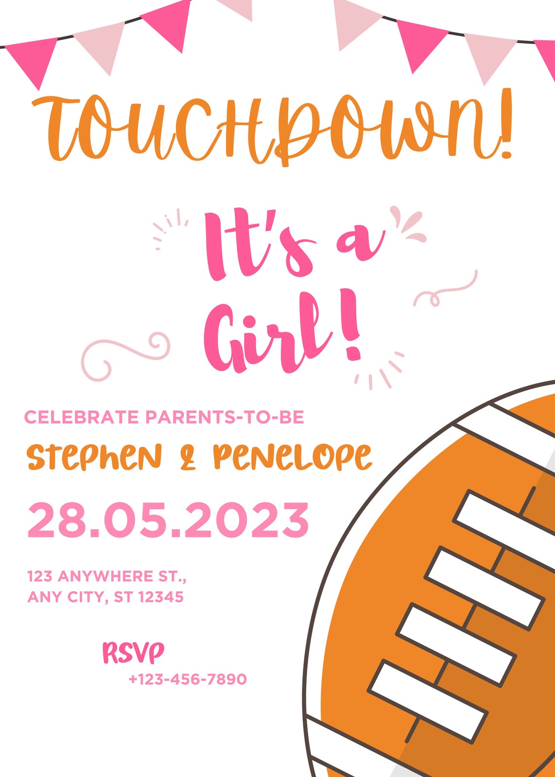 Football Touchdown Baby Shower Invitation, BBQ Baby Shower Invitation ...