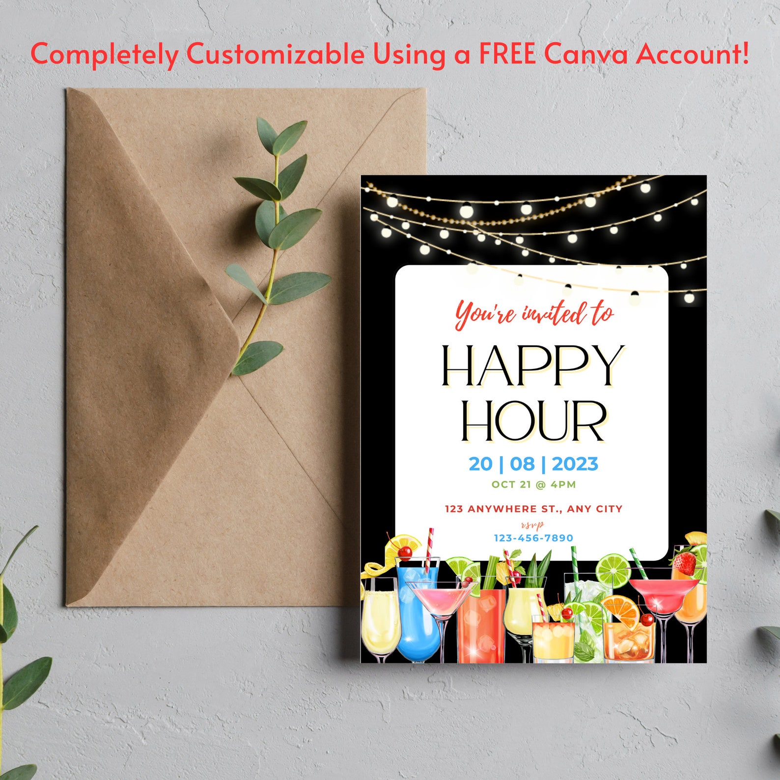 Editable Adult Birthday Invitation Mixology Ladies Night Out Happy Hour ...