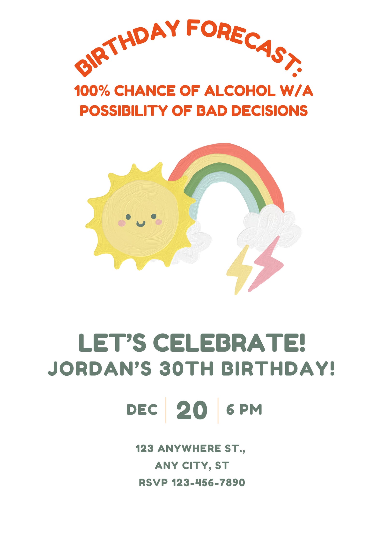 Editable Funny Adult Birthday Party Invitation, Cocktails Invite Funny ...