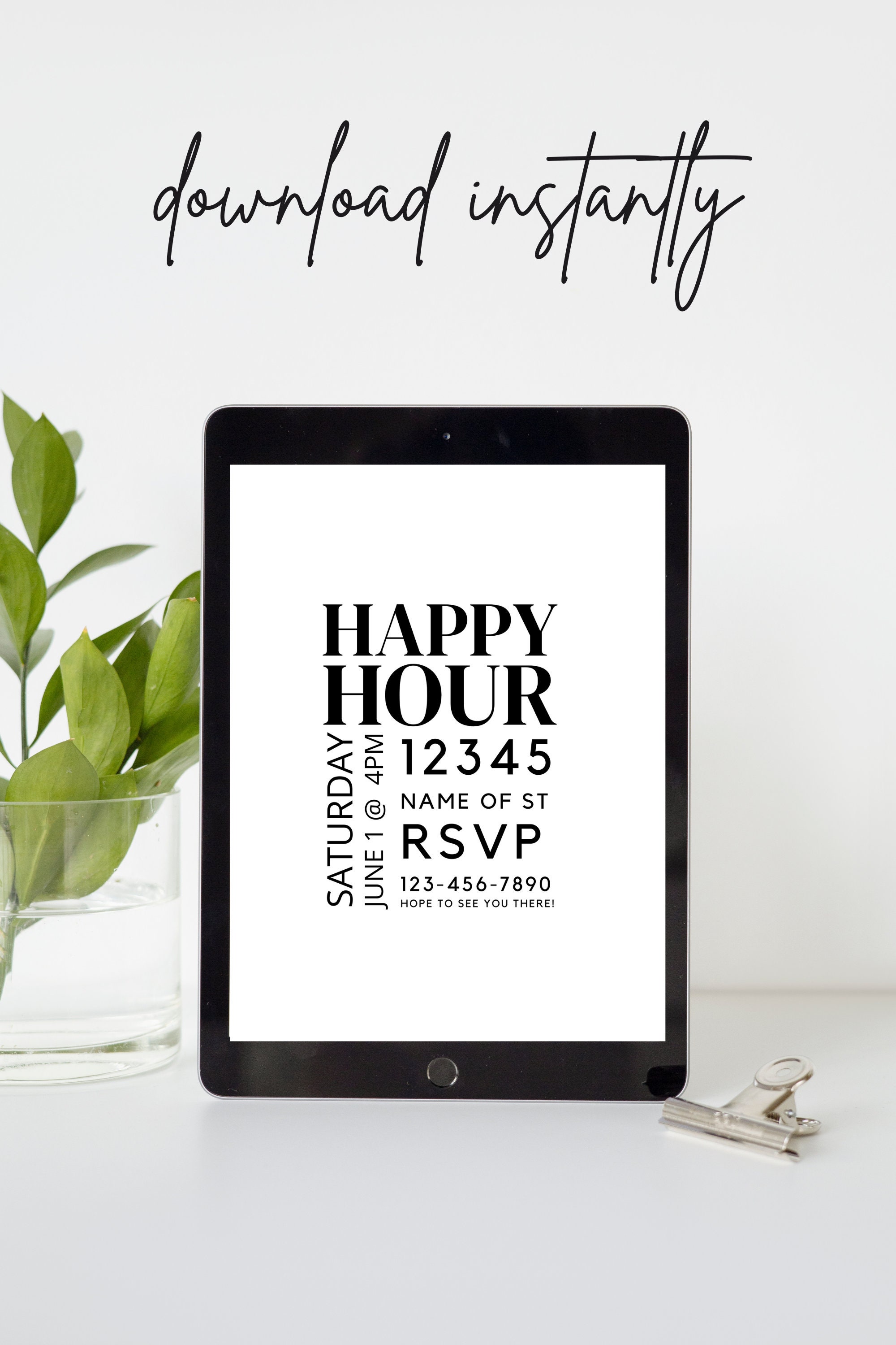 Editable Cocktail Party Invitation, Modern Minimalist Ladies Night ...