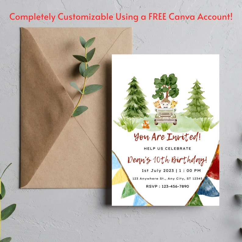Editable 5x7 Birthday Invitation Template DIGITAL DOWNLOAD - Etsy