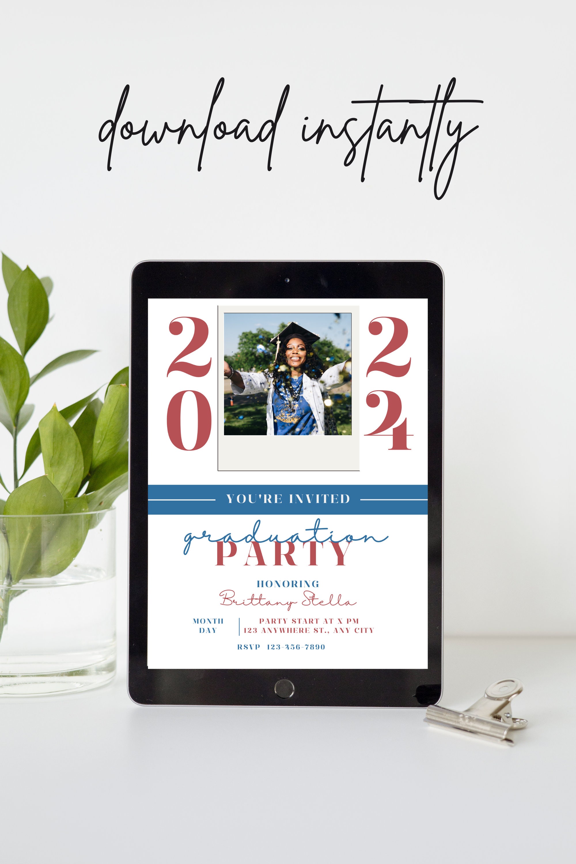 Editable Grad Party Invitation. Personalize High School Graduation ...