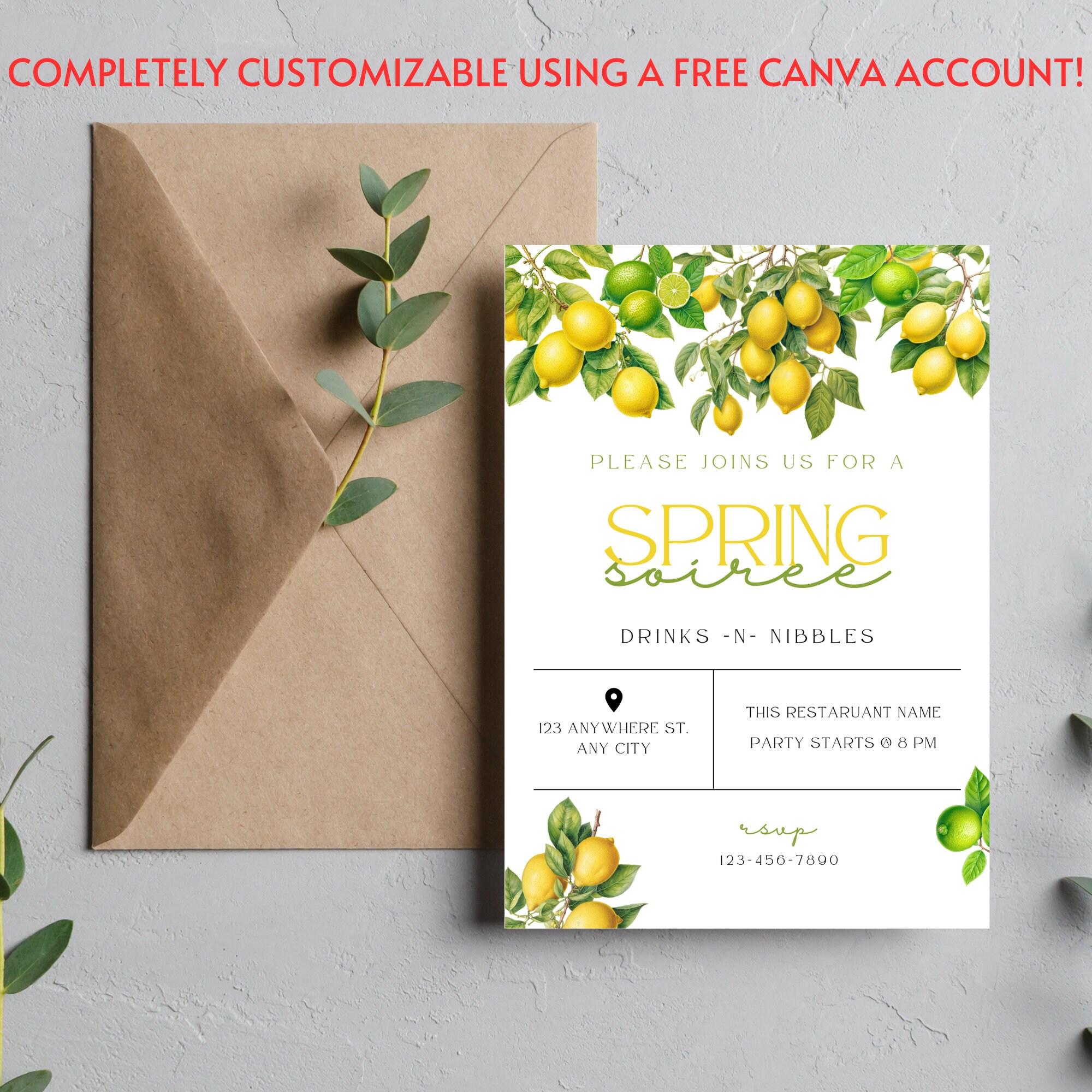 Editable Cocktail Party Invitation, Spring Soiree Invite Birthday ...