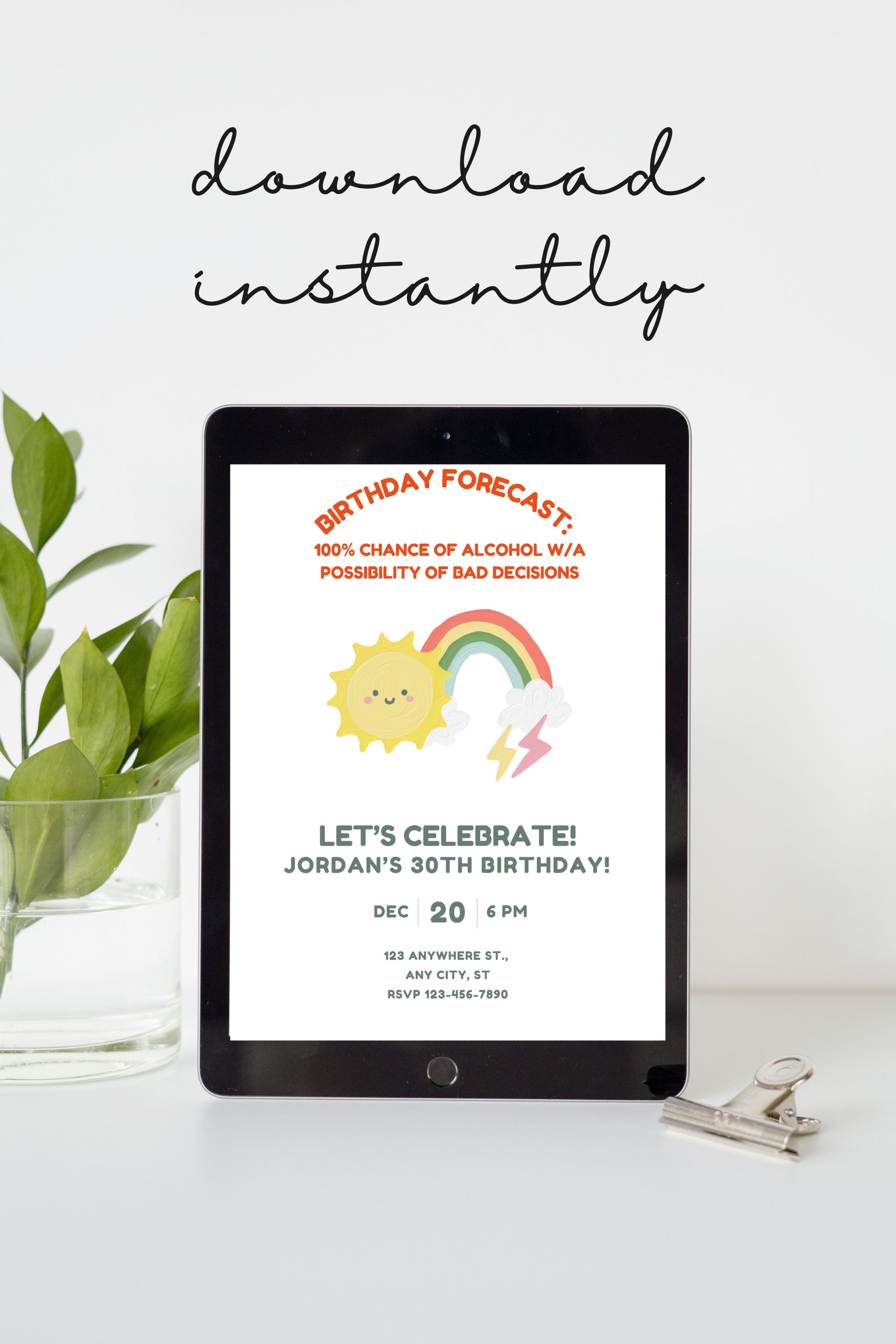 Editable Funny Adult Birthday Party Invitation, Cocktails Invite Funny ...