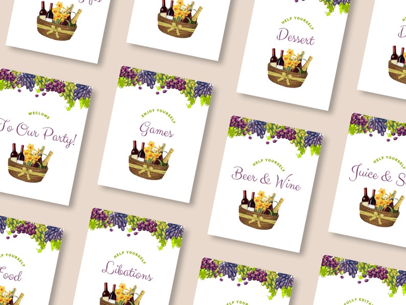 Editable Food Signs for Birthday, Sign for Party, Event, Edit With ...