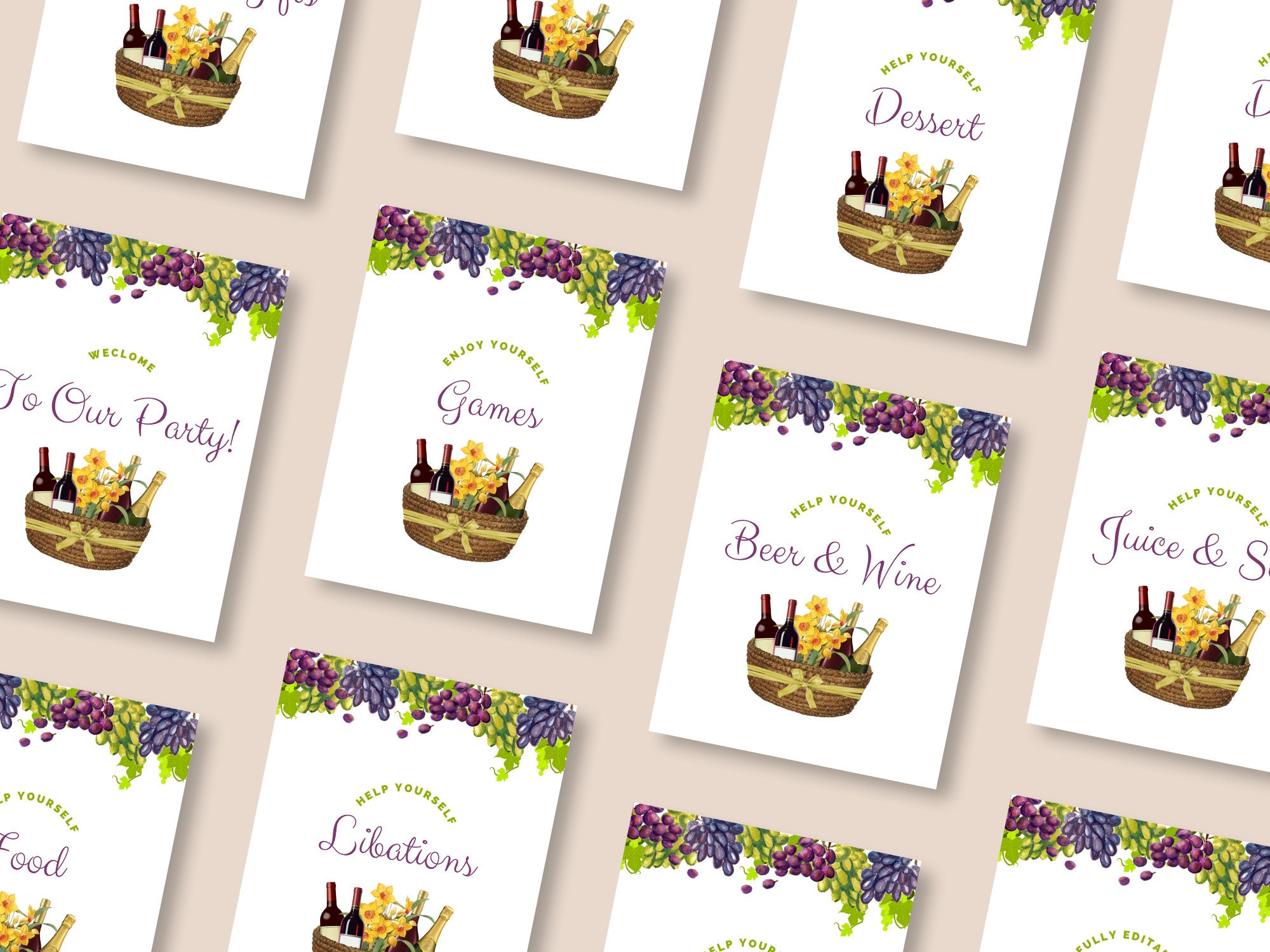 Editable Food Signs for Birthday, Sign for Party, Event, Edit With ...