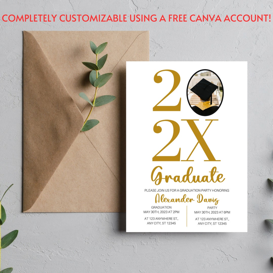 Editable Grad Party Invitation. Personalize High School Graduation ...
